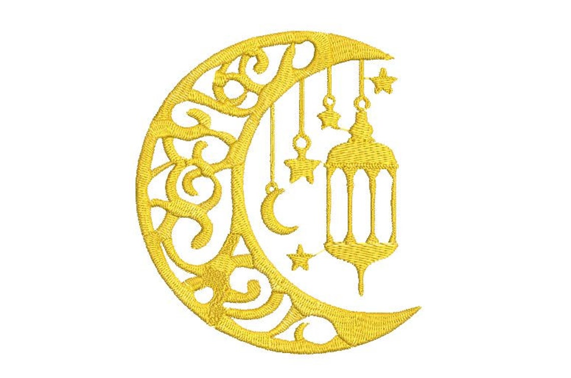 Ramadan Moon Embroidery Design, Crescent Moon Machine Embroidery ...
