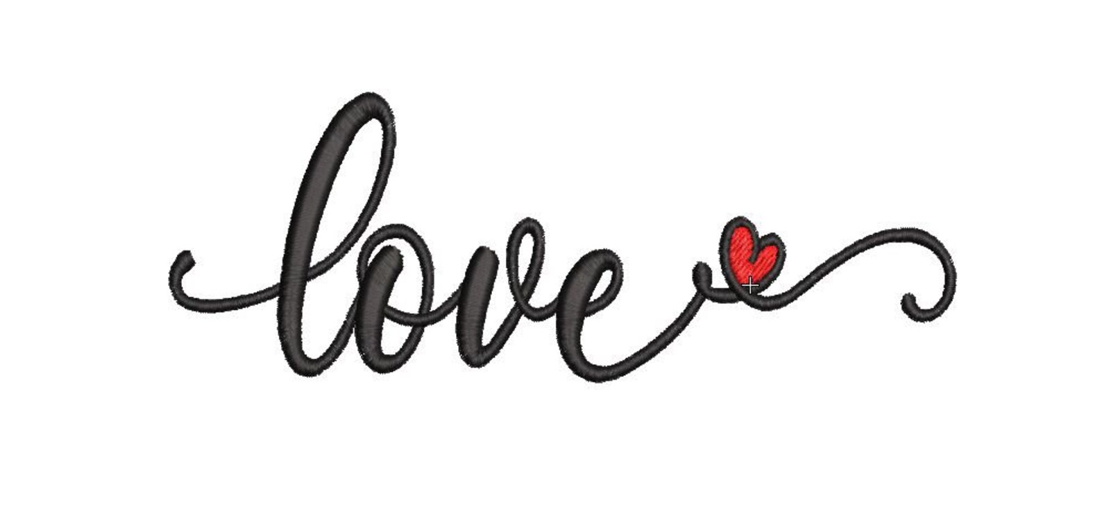 Love With Heart Embroidery Pattern, Love Calligraphy, Love Design, 3 ...
