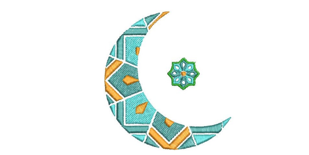 Crescent Moon Embroidery Design, Ramadan Crescent Moon Machine ...