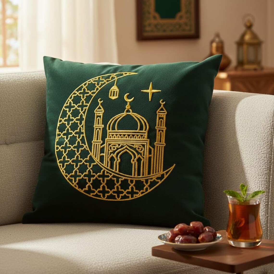 Mosque Crescent Moon Embroidery, Lantern Star, 3 Sizes, Digital ...