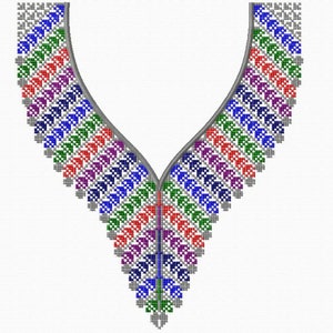 Digital Neckline, Cross Stitch Embroidery Design, Arabic Cross Stitch ...