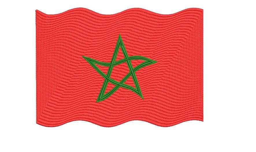 Moroccan Flag Embroidery Design, Flag of Morocco Embroidery Pattern ...