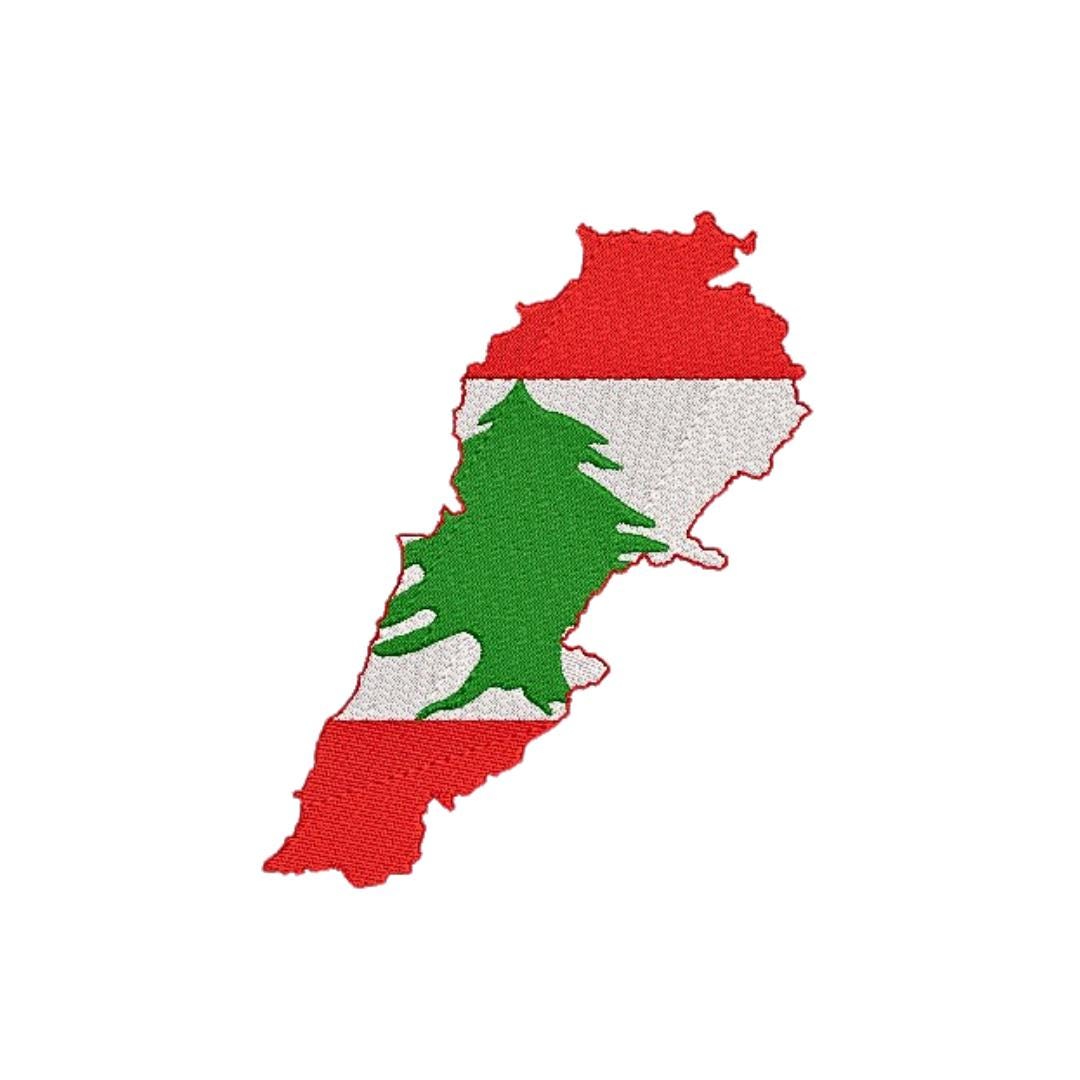 Libanon Map Embroidery Design, Map of Libanon Embroidery Design, Arabic ...