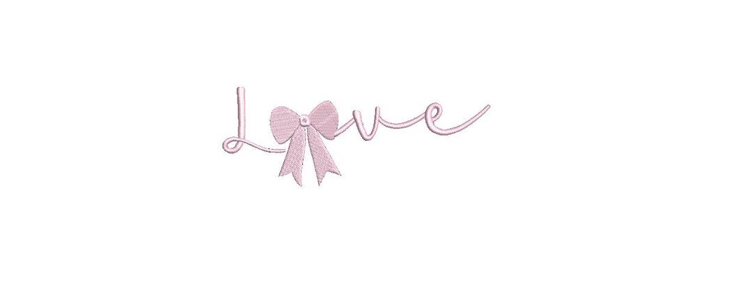 Love Embroidery Design With Bow, Love Calligraphy Embroidery Design ...