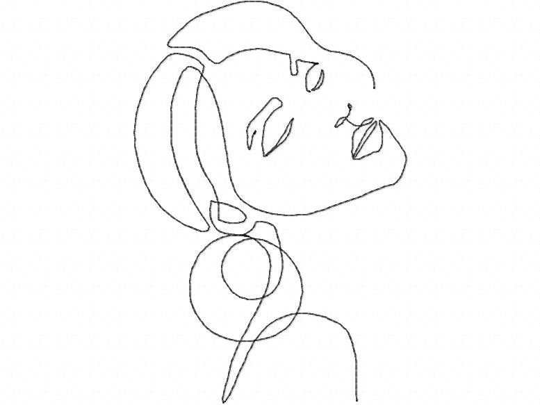 Minimal Line Art Women Embroidery Design, Women Line Drawing Embroidery ...