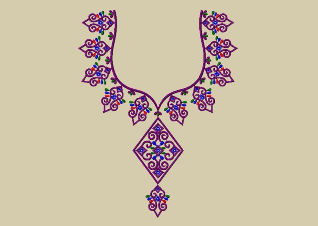 Neckline Embroidery Pattern for Women, Neck Embroidery Design, Dubai ...