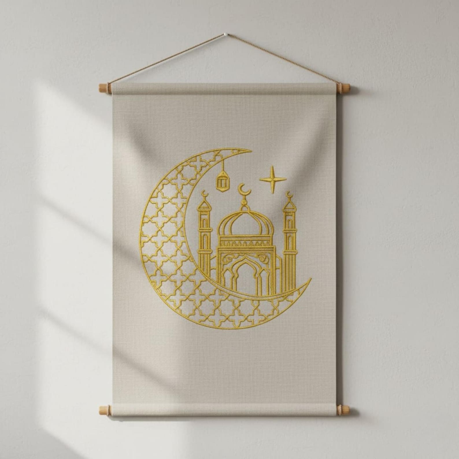 Mosque Crescent Moon Embroidery, Lantern Star, 3 Sizes, Digital ...