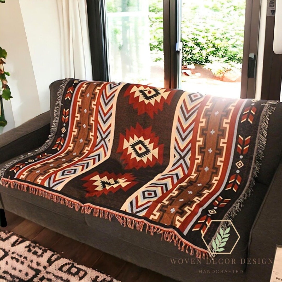 Aztec Blanket Throw Aztec Tapestry Blanket South Western Blanket Native ...