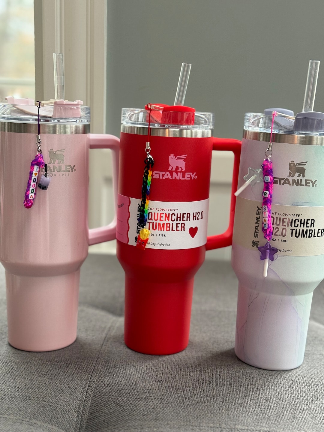 Water Bottle Charm for Stanleys - Customizable Letters and Beads - Etsy