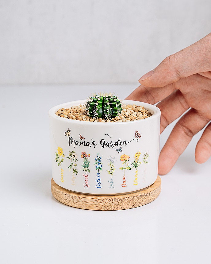 Personalized Birth Month Mini Flowers Pot, Grandma's Garden Pot, Gigi ...