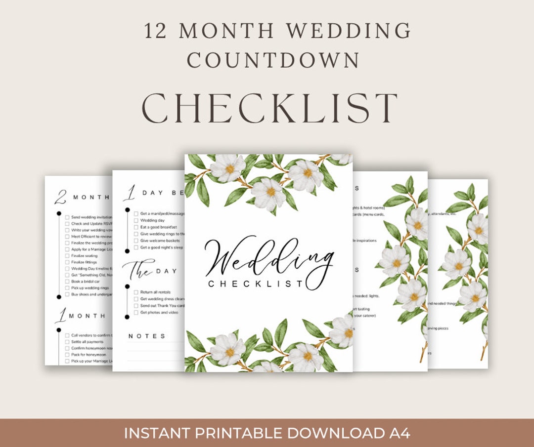 Wedding 12 Month Countdown Checklist - Etsy
