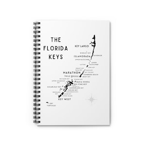 Florida Keys Notebook, Florida Keys Map Spiral Noepad - Ruled Line - Etsy