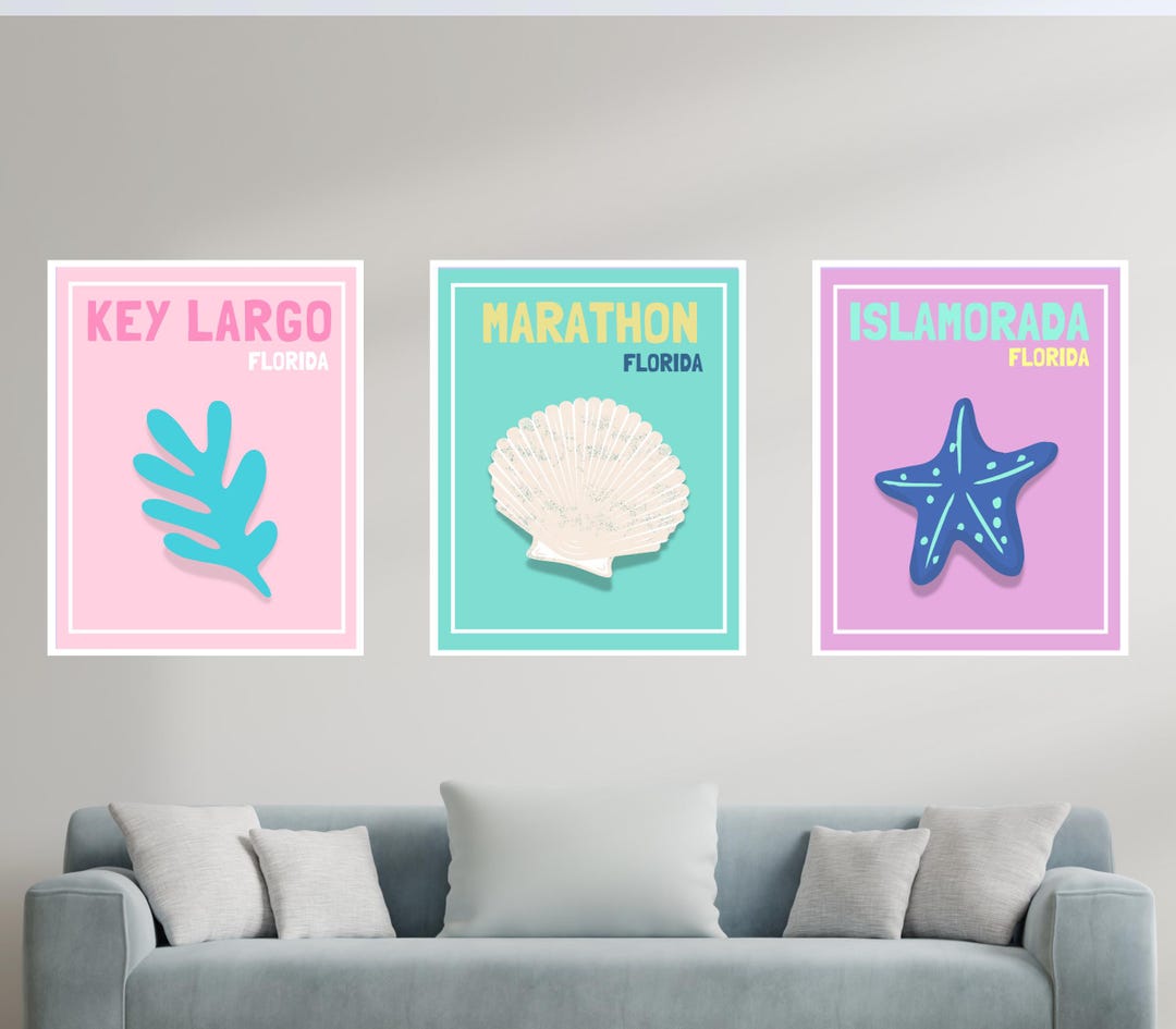 Florida Keys Art Prints: Preppy Gallery Wall Decor, Set of 3 - Etsy