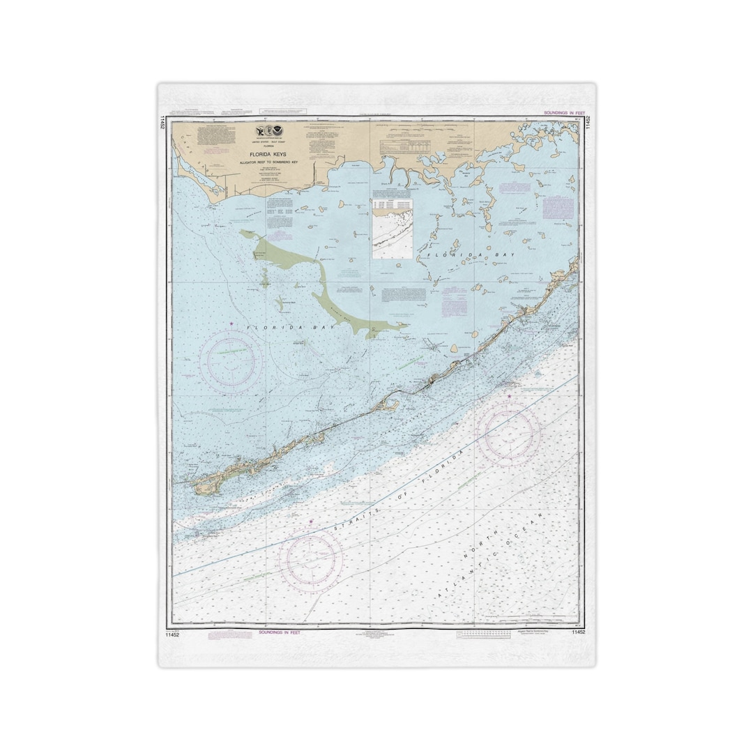 Florida Keys Coastal Map Plush Blanket - - Soft Cozy Gift - Etsy