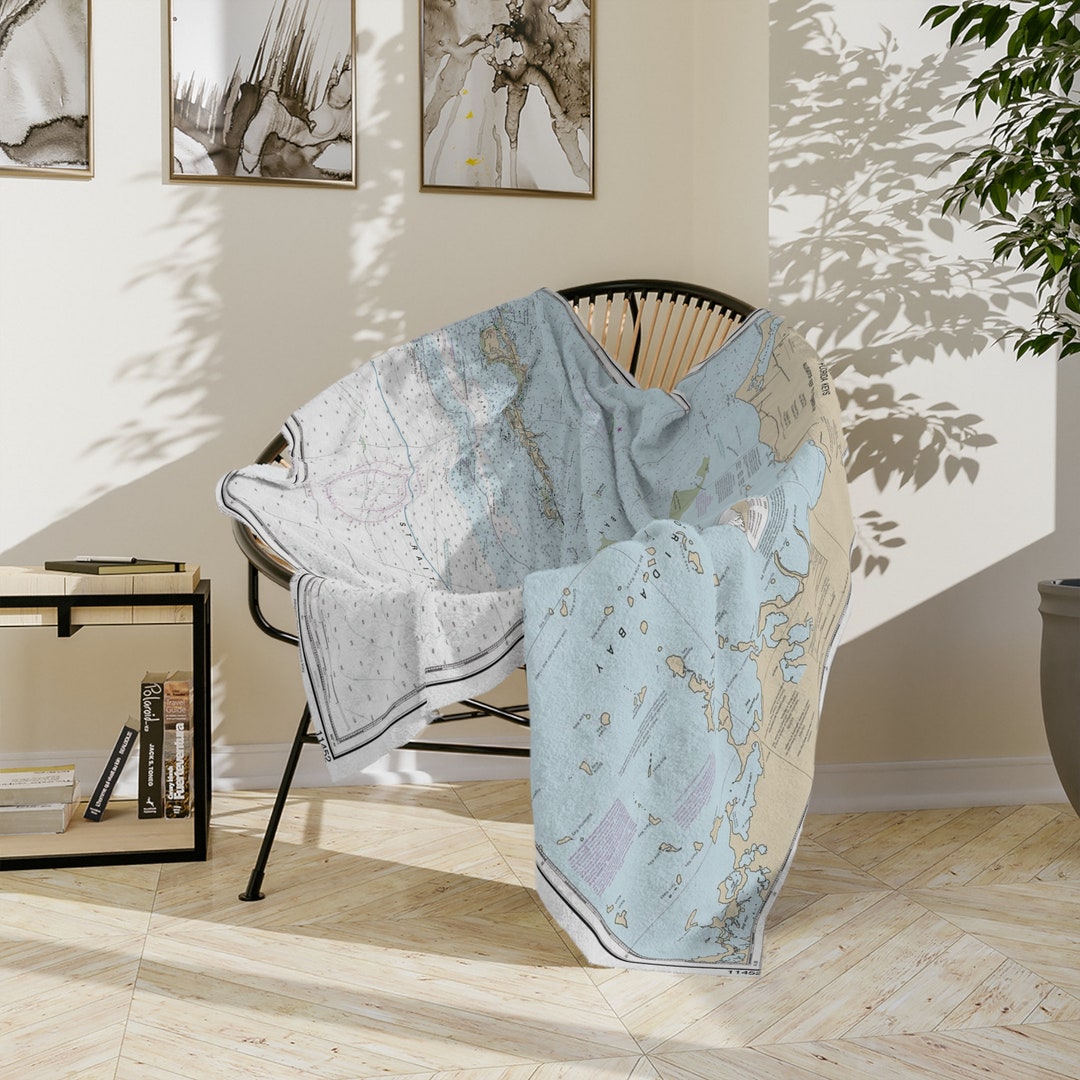 Florida Keys Coastal Map Plush Blanket - - Soft Cozy Gift - Etsy