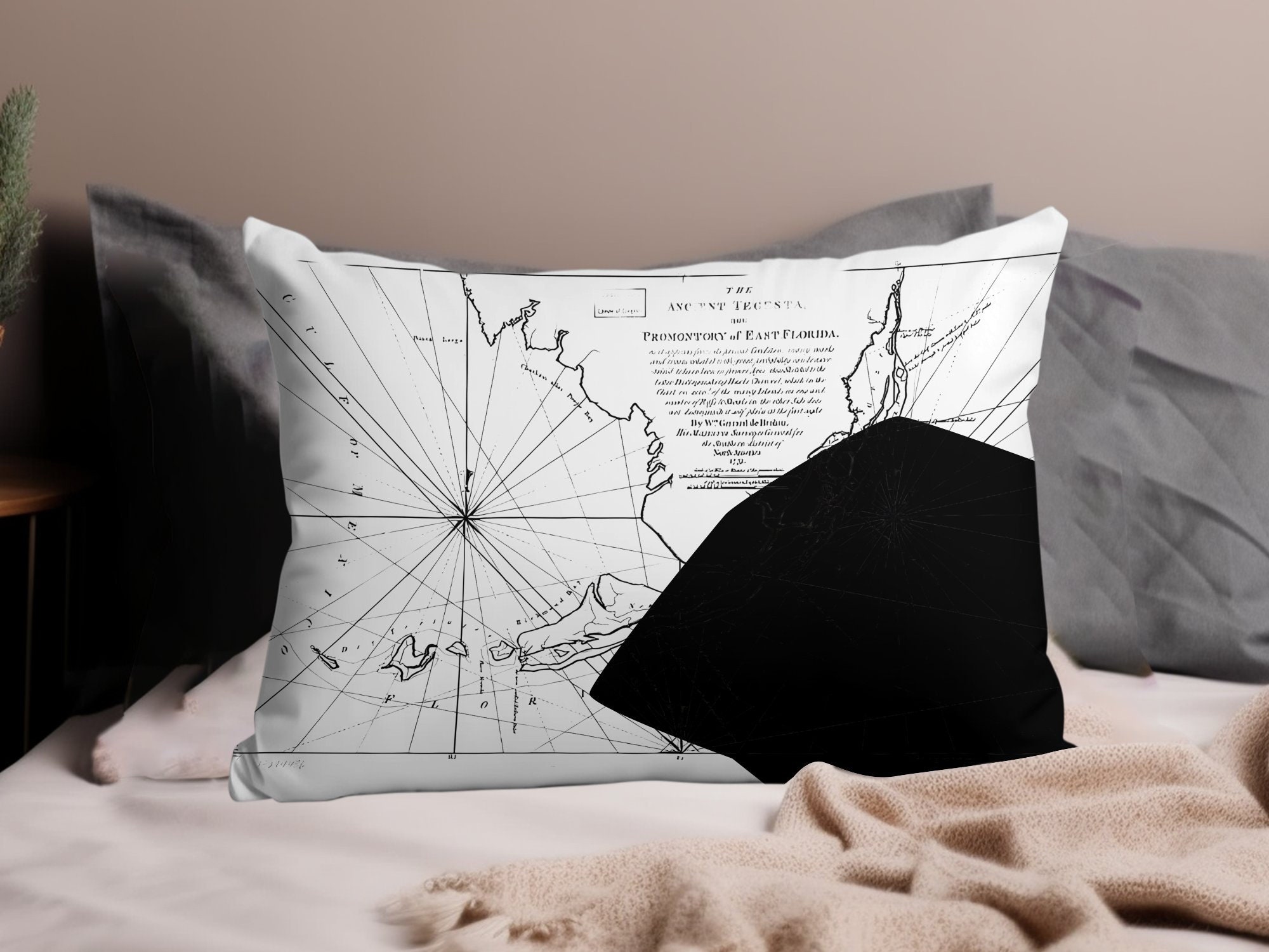 Vintage Florida Keys Map Throw Pillow: Nautical Chart Coastal Decor - Etsy