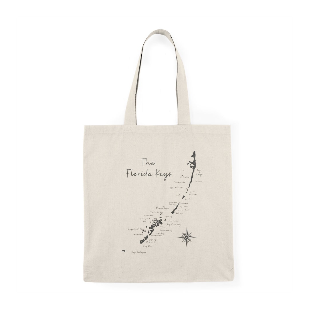 Florida Keys Map Canvas Tote Bag - Etsy