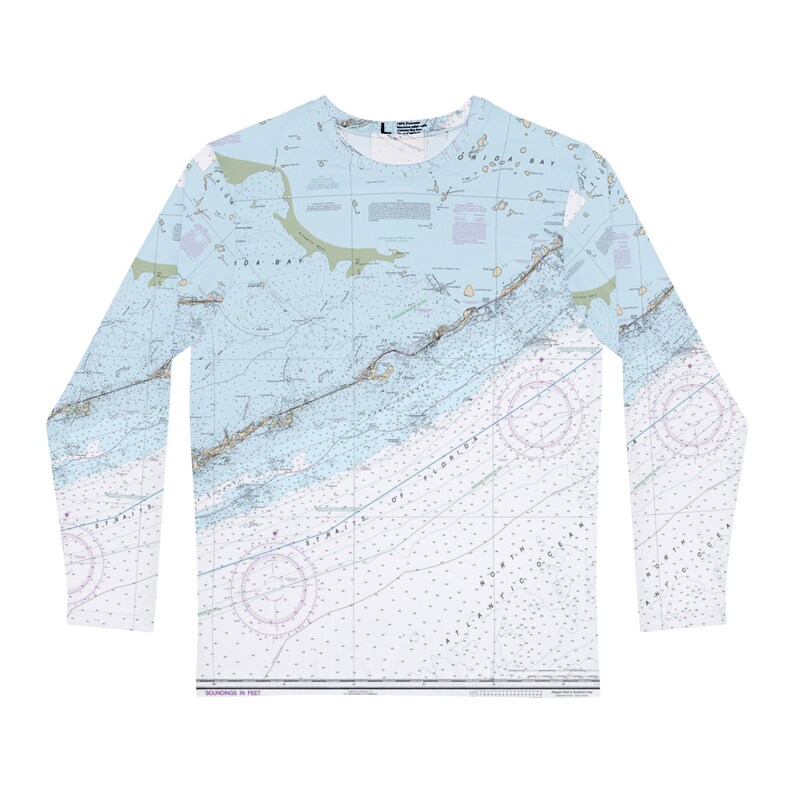 Florida Keys Nautical Map Fishing Shirt UV Protected Key West Map Long ...