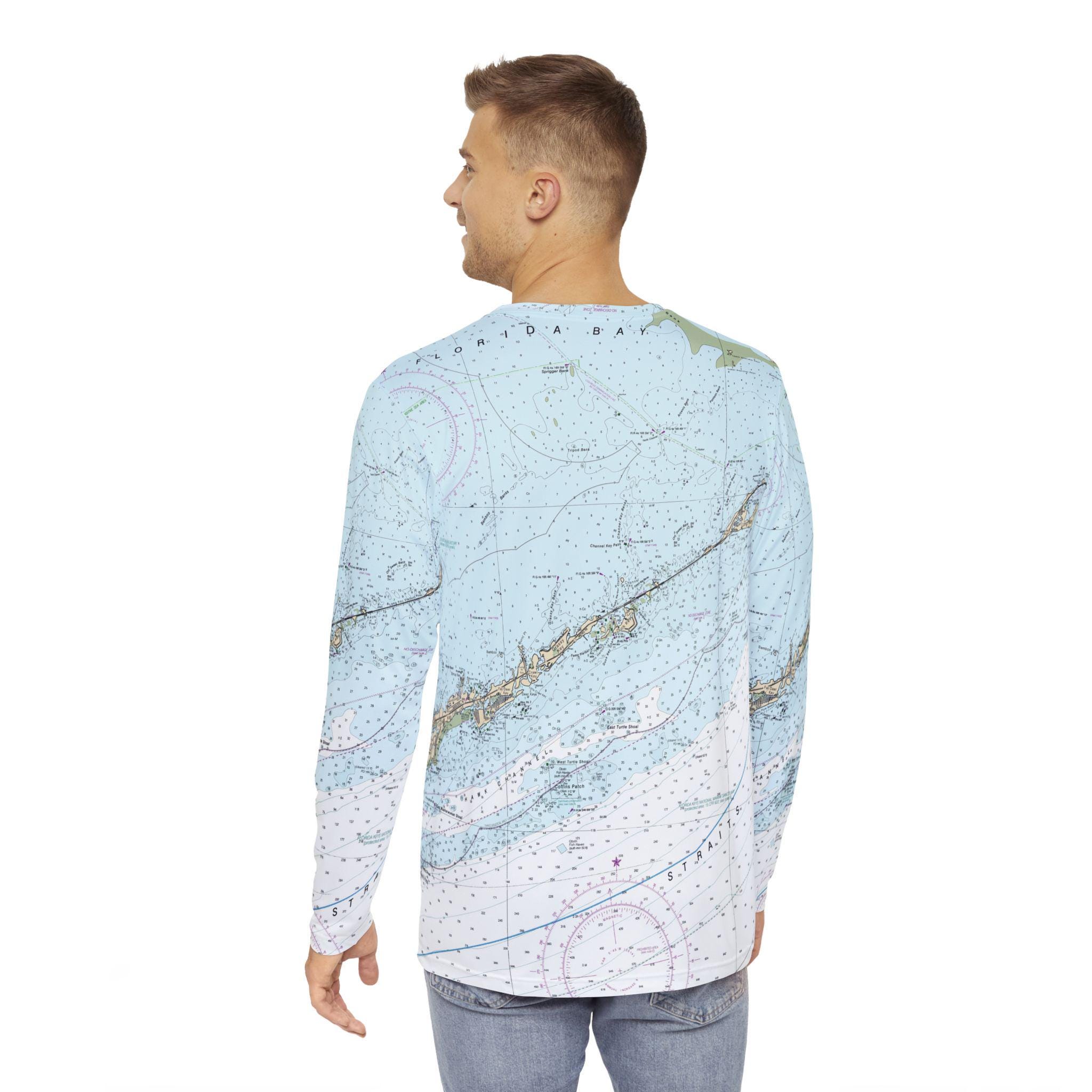Florida Keys Nautical Map - Long Sleeve Shirt (AOP) - Etsy