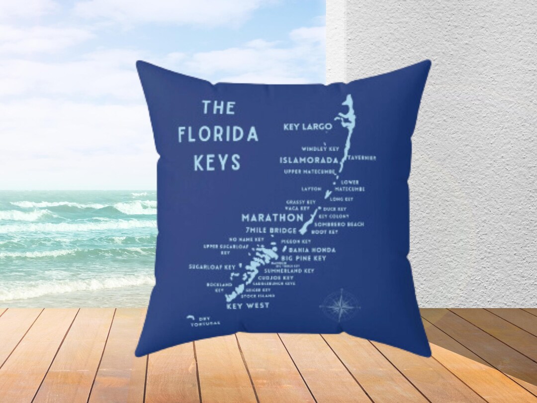 Florida Keys Map Throw Pillow: Coastal Home Decor - Etsy