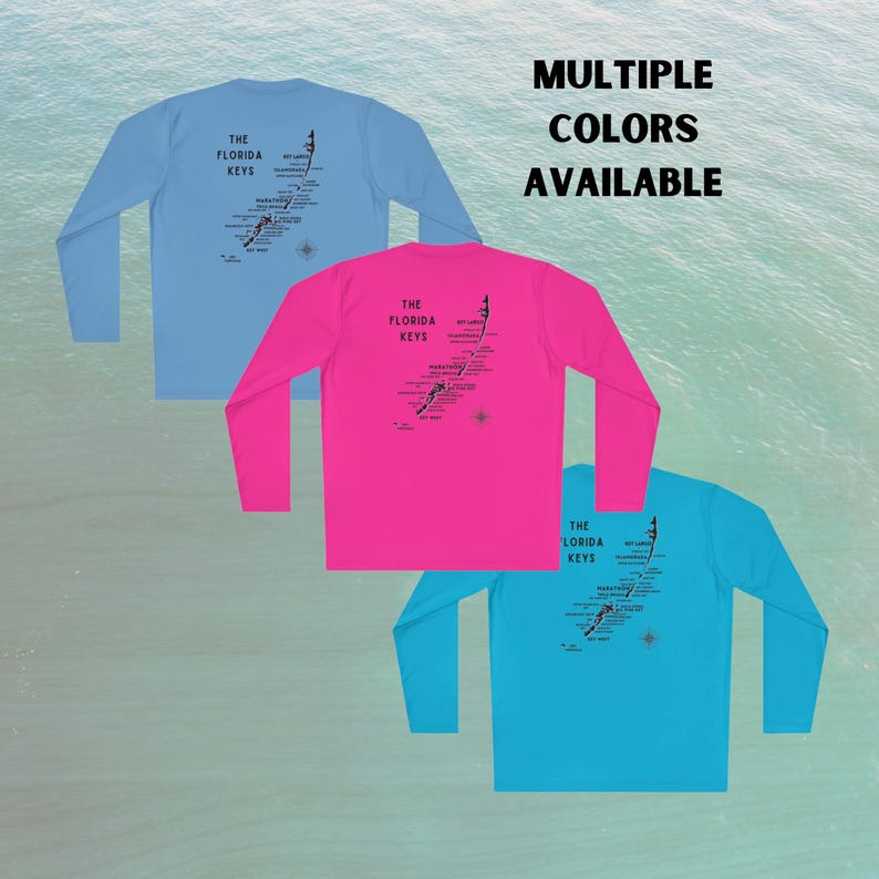 Florida Keys Map - Long Sleeve Fishing Shirt - Etsy