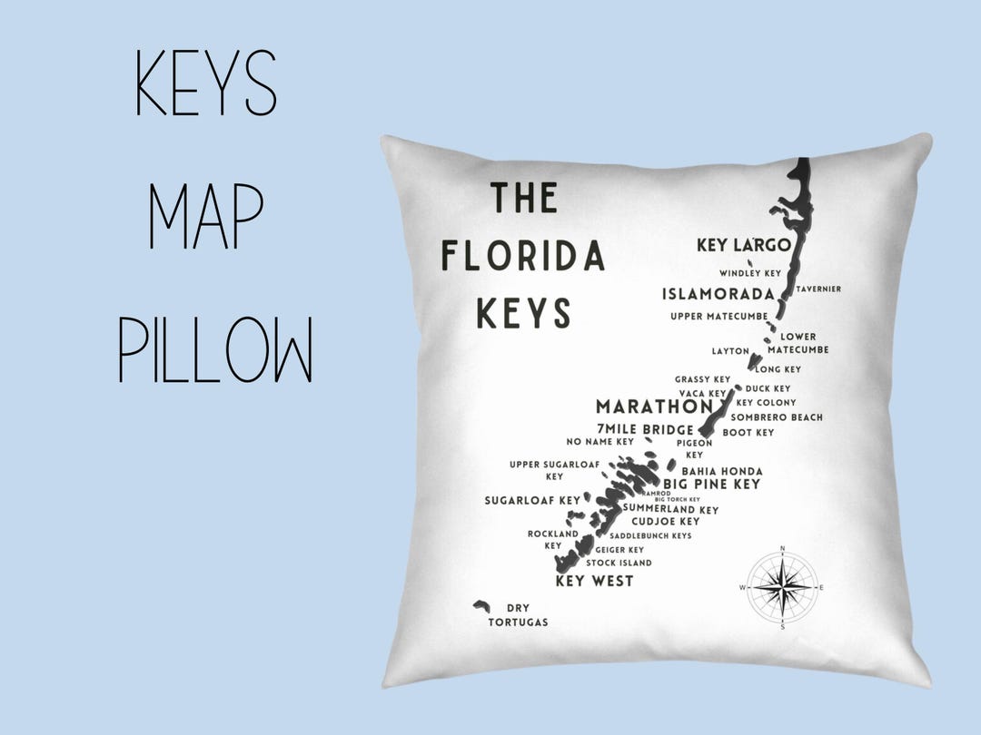 Florida Keys Map Throw Pillow, Decorative Couch Pillows - Four Sizes - Etsy