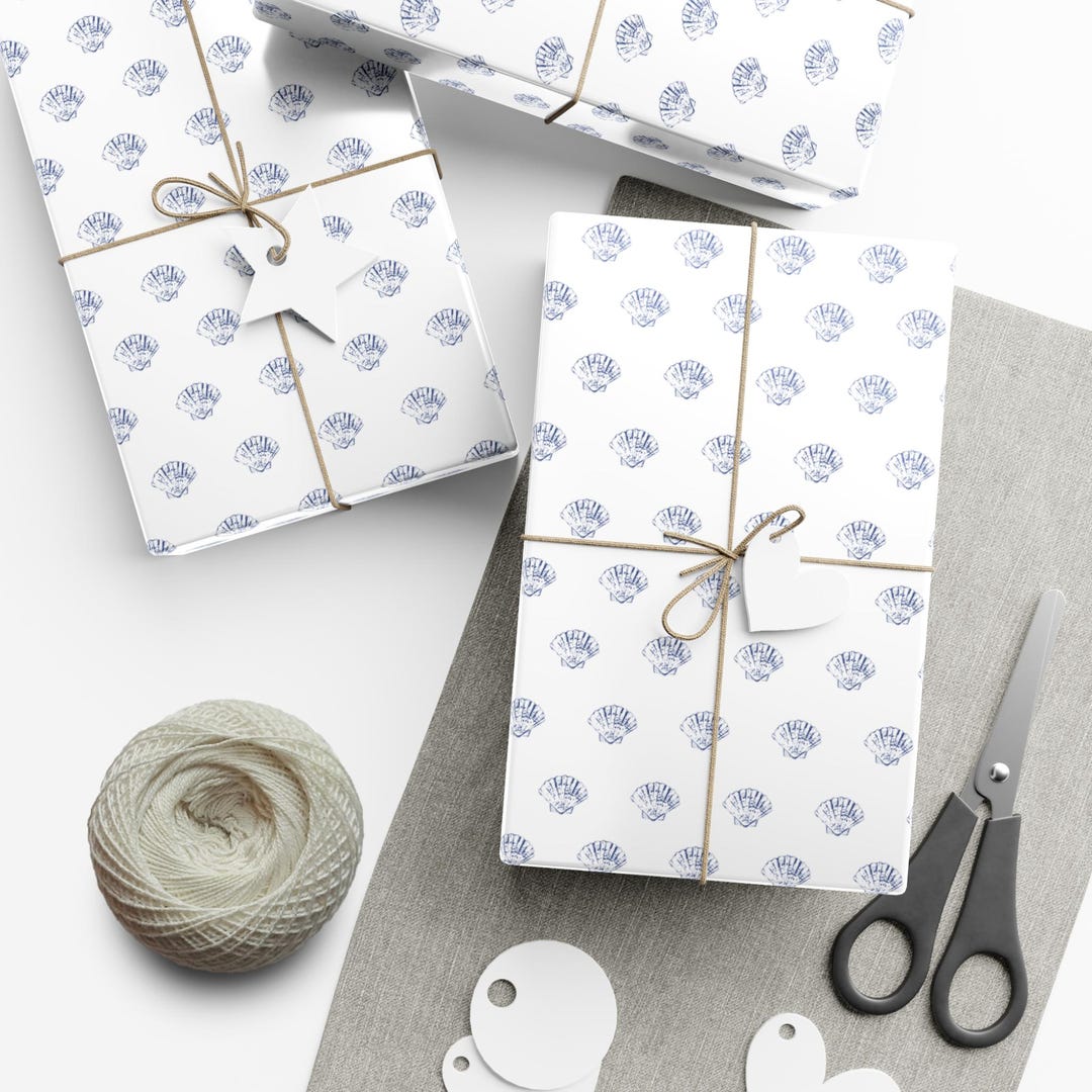 Wrapping Paper: Seashell Design, Ocean-themed Gift Wrap Roll for ...