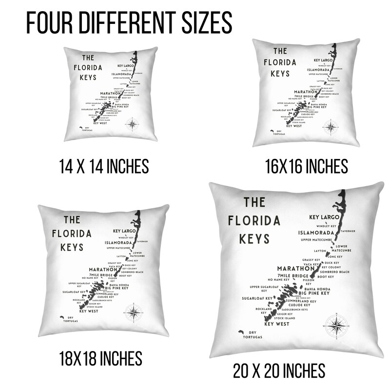 Florida Keys Map Pillow: Coastal Home Decor Throw Pillow - Etsy