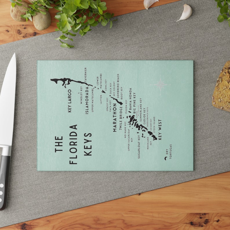 Florida Keys Cutting Board, Florida Keys Map - Cutting Board - Marathon ...