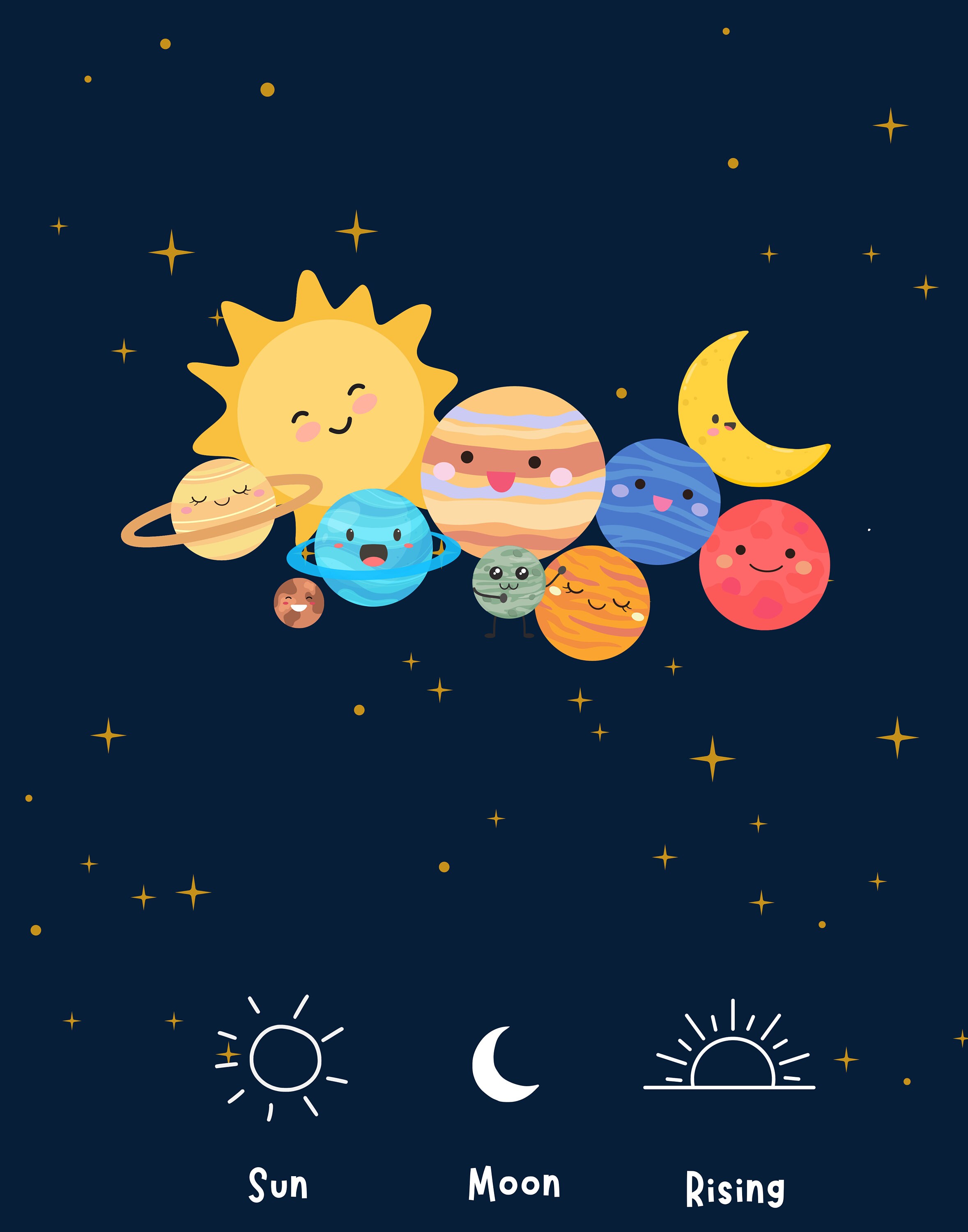 Custom Natal Chart Illustration - Svg File - Personalized Art - Baby ...