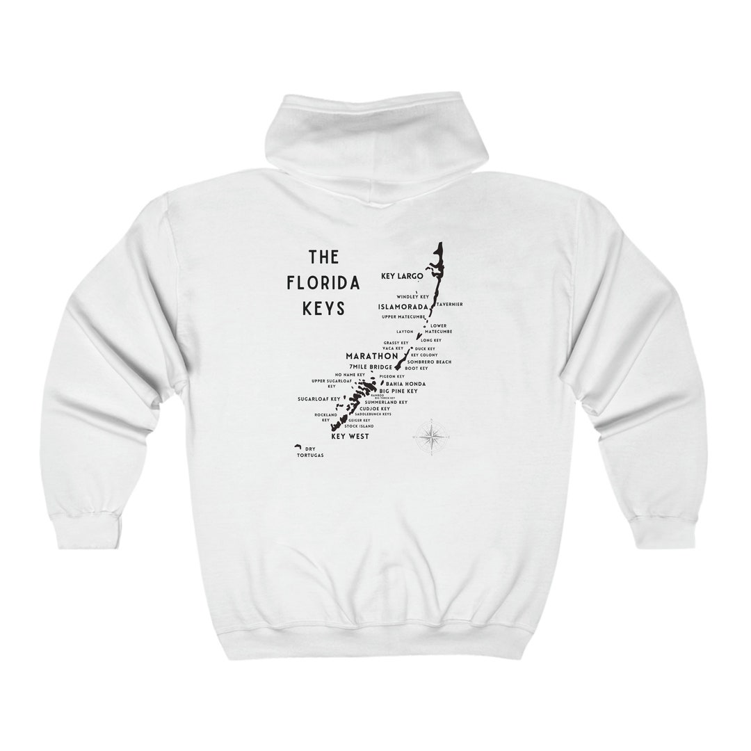 Florida Keys Map Hoodie - Full Zip Hooded Sweatshirt - Etsy