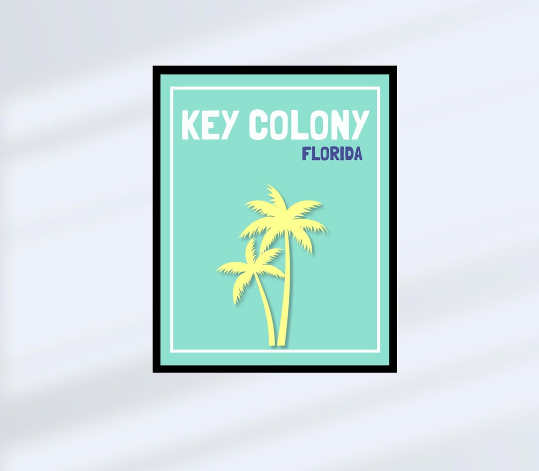 Palm Tree Key Colony Wall Art, Florida Canvas Print, Beach House Decor ...