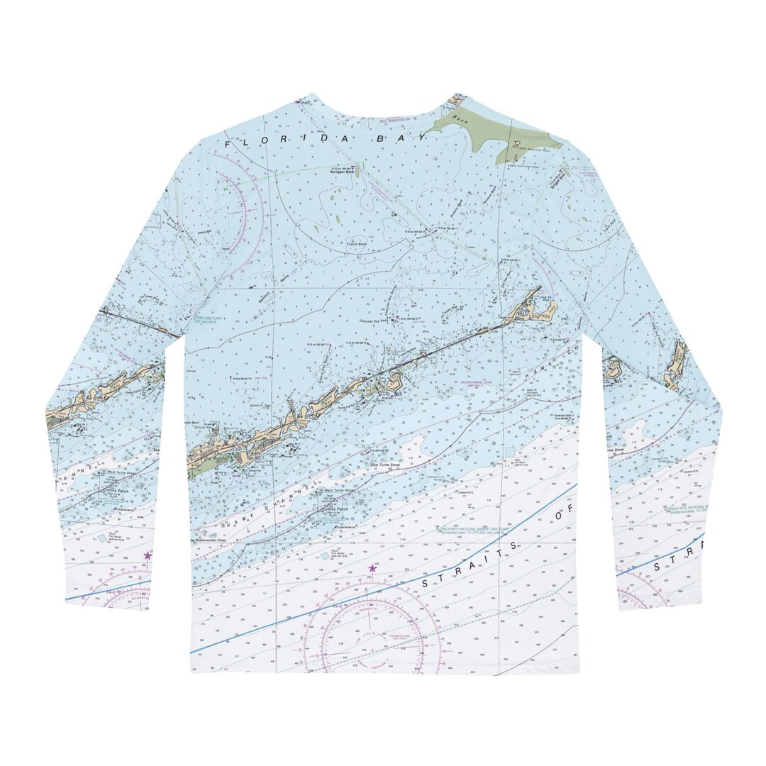 Florida Keys Nautical Map - Long Sleeve Shirt (AOP) - Etsy