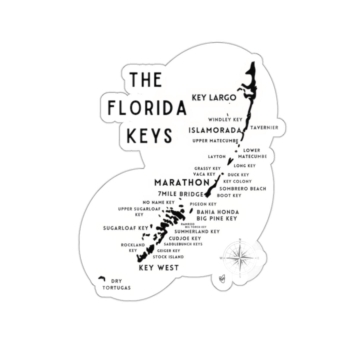 Florida Keys Map Stickers - Etsy