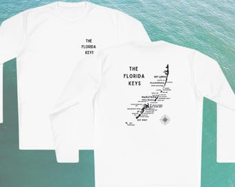 Overseas Highway Map - Florida Keys - Mens Long Sleeve Performance ...