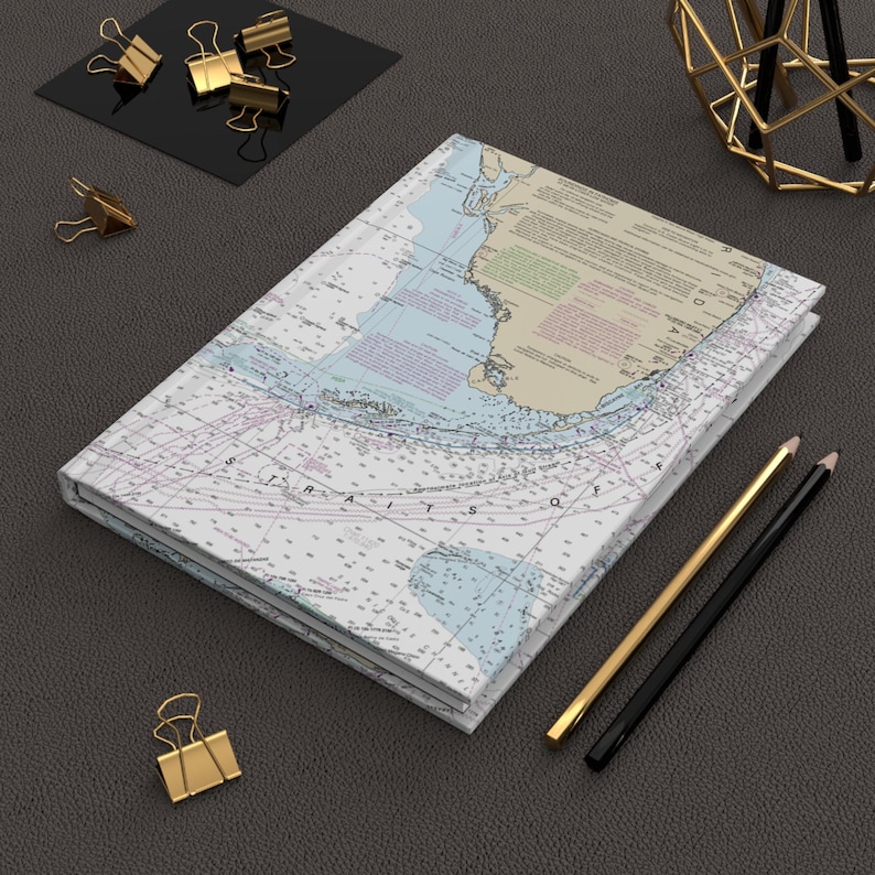 Nautical Journal, Florida Keys Map, Matte Hardcover Notebook, Travel ...