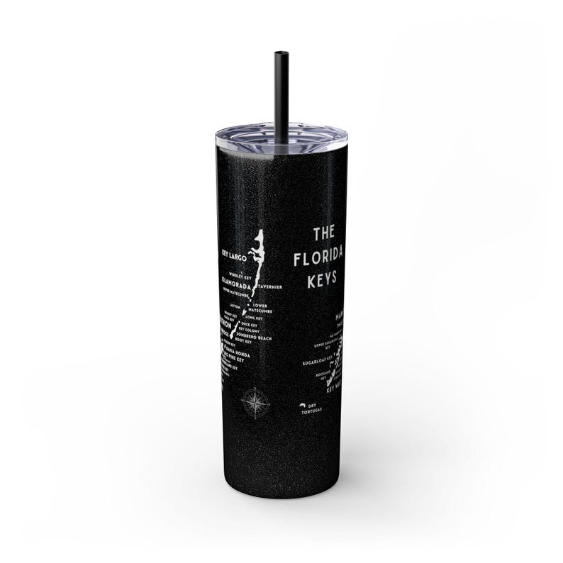 Florida Keys Map Skinny Tumbler, 20oz Tropical Drink Cup for Summer ...