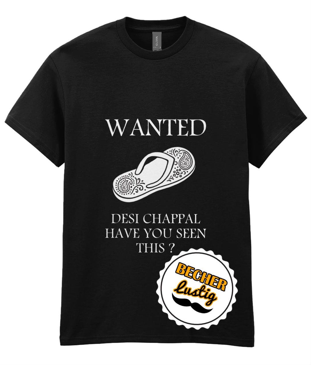 Funny Desi Chappal T-shirt | Wanted Poster Brown Mum Humor Tee ...