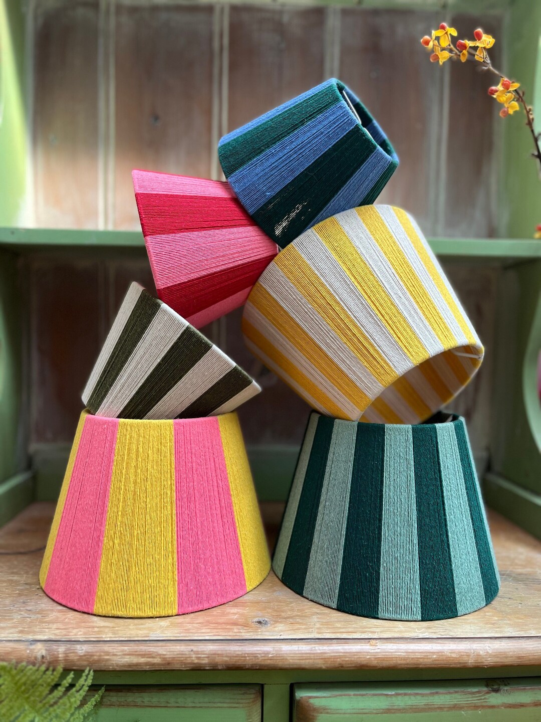 Custom Handmade Colourful Striped String Lampshade | Choose Your Own ...