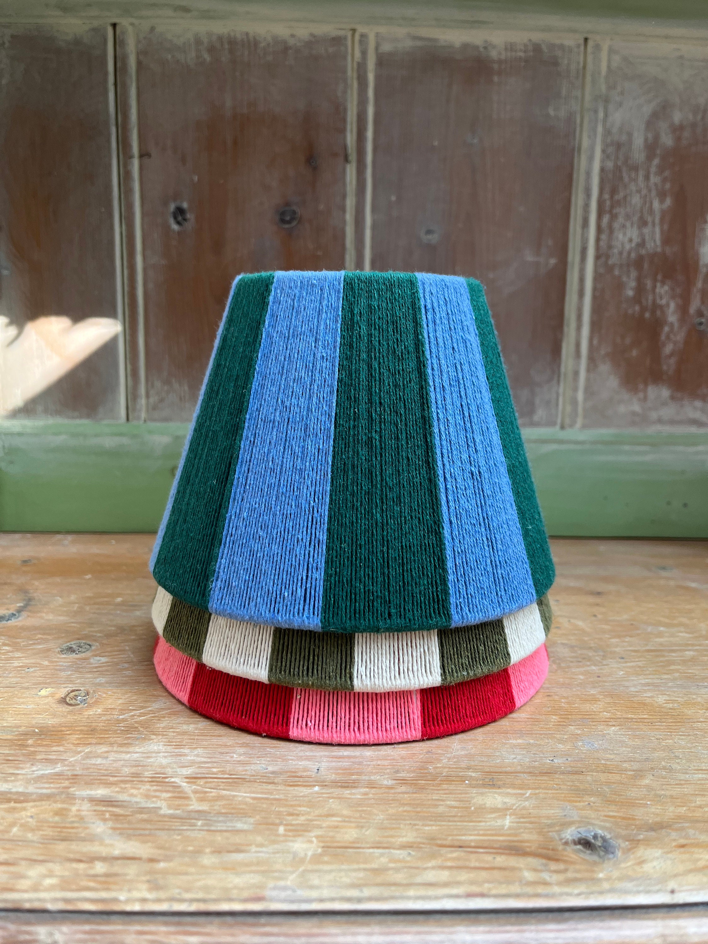 Custom Handmade 6" Candleclip Striped String Lampshade | Choose Your ...