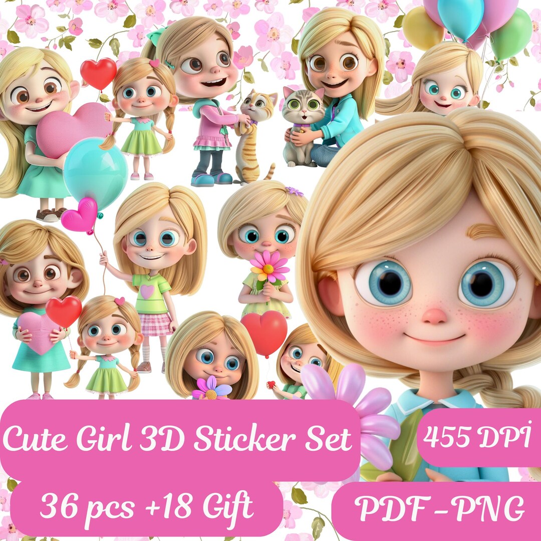 3D, Printable Stickers, Downloadable Stickers ,planner Stickers, Cute ...