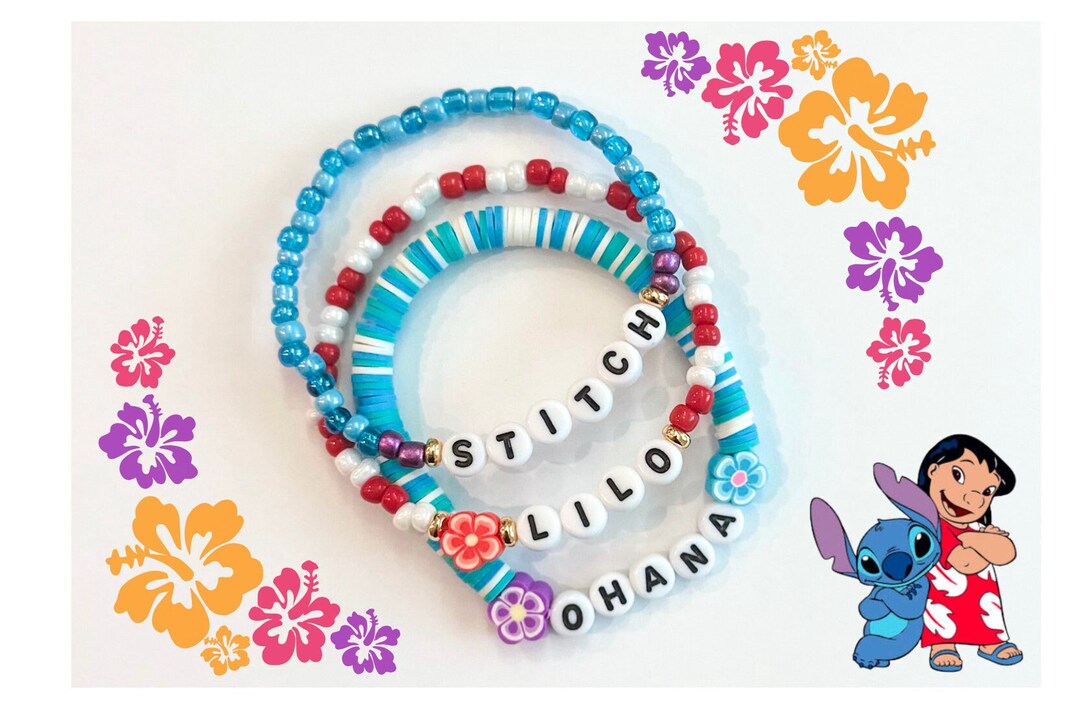 Lilo and Stitch Beaded Bracelets, Disney Stretch Bracelets, Custom ...