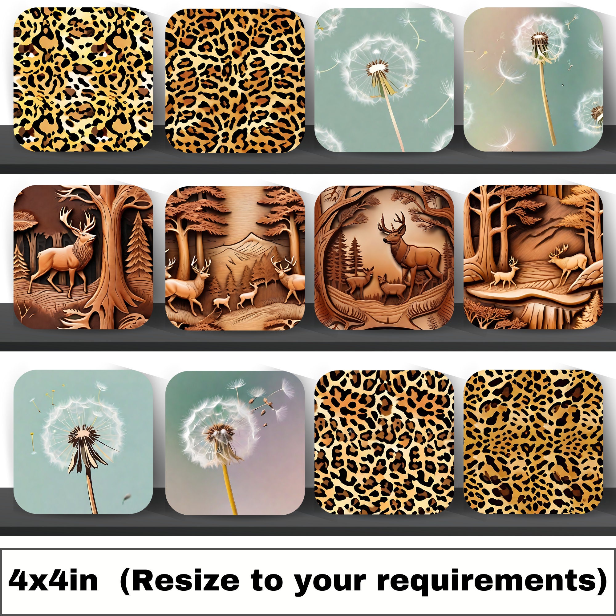 Bundle Coasters PNG Designs Square Sublimation Digital Files Coaster ...