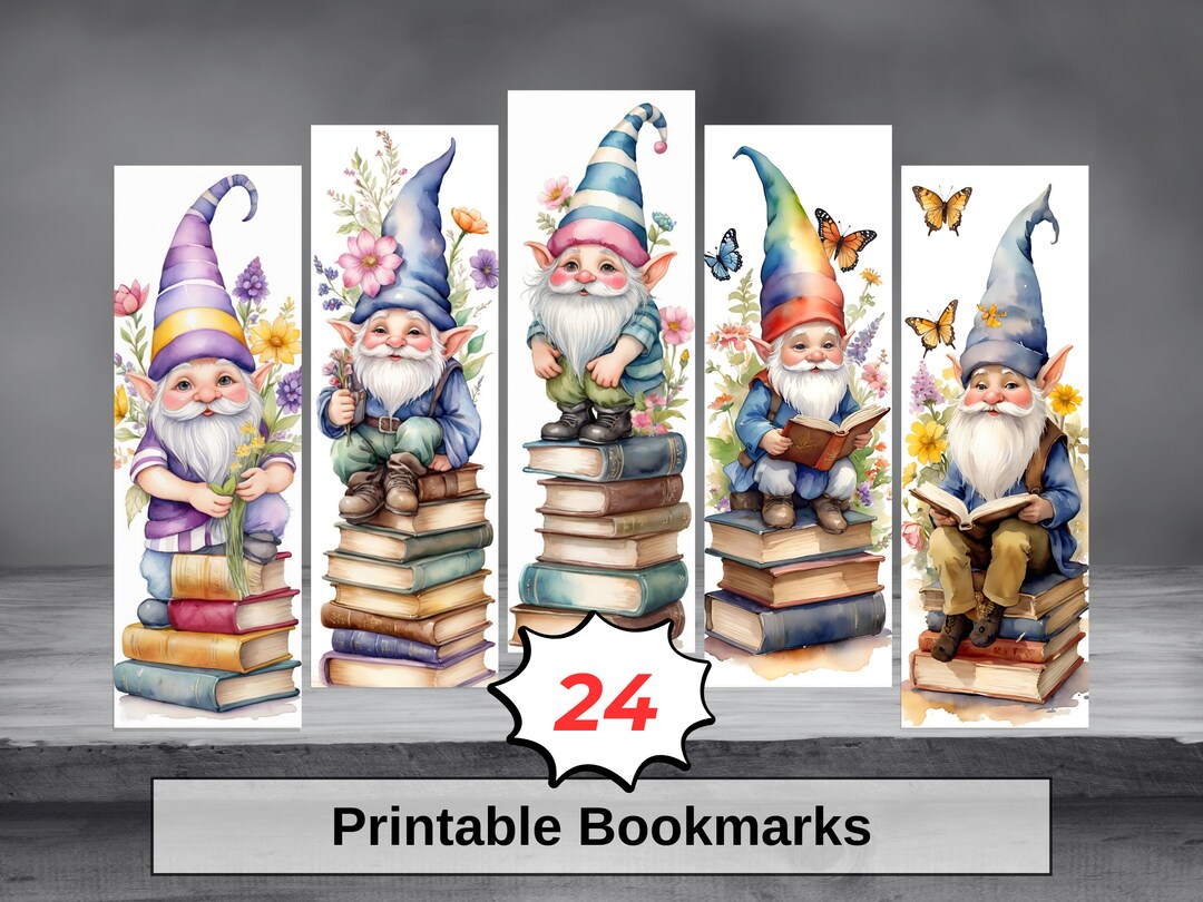 Printable Bookmarks Books Gnomes Print File. Instant Download. Cute ...