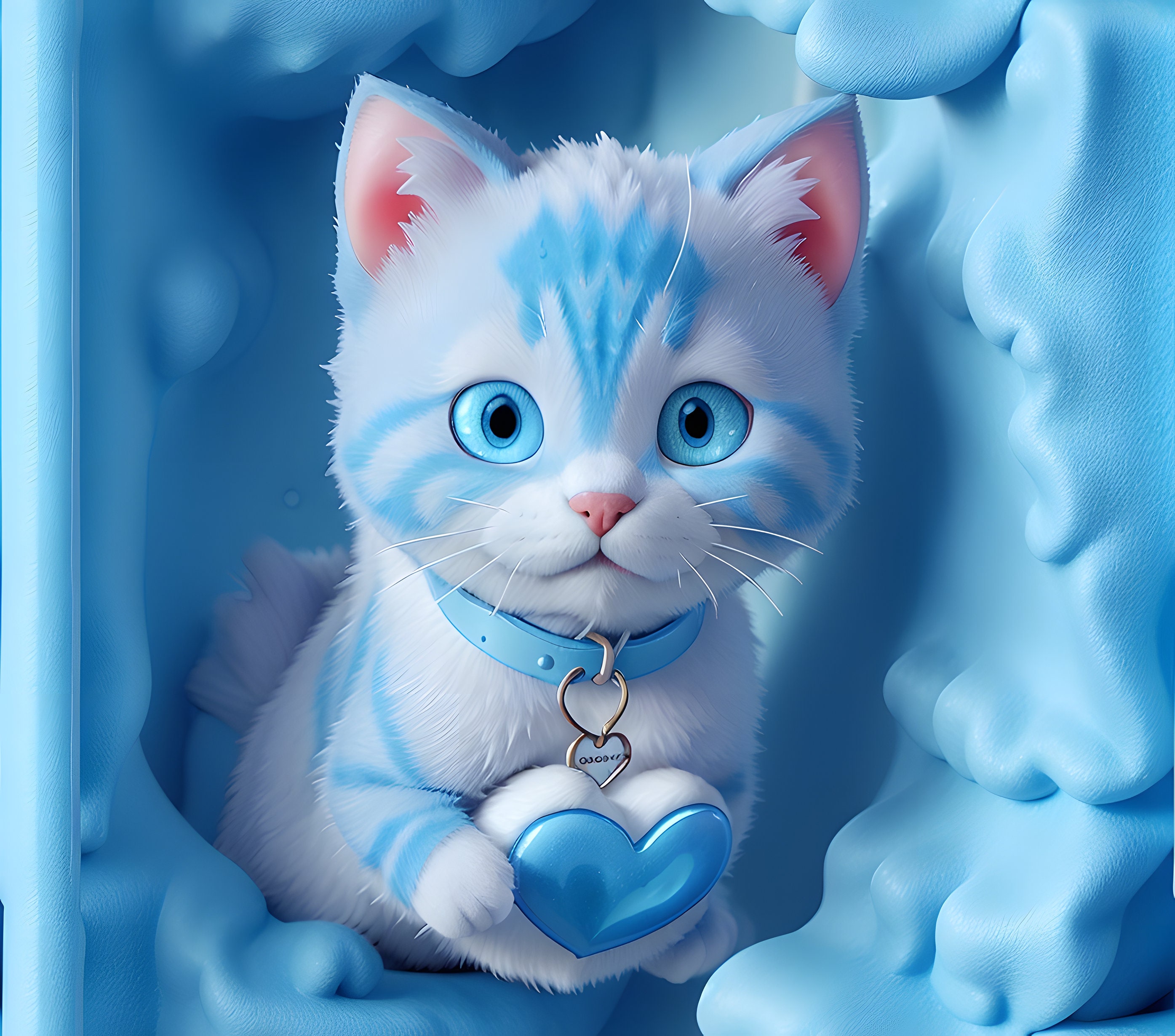 3d SEAMLESS Animation Blue Kitten Cat 20 Oz Skinny Straight Tumbler Sublimation Design PNG ...