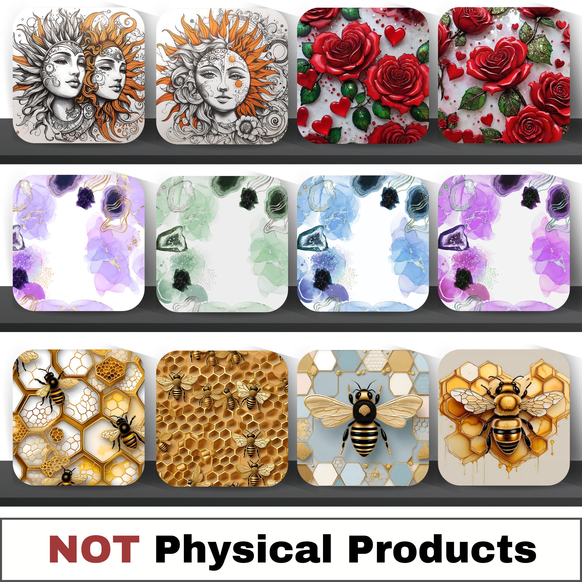 Bundle Coasters PNG Designs Square Sublimation Digital Files Coaster ...