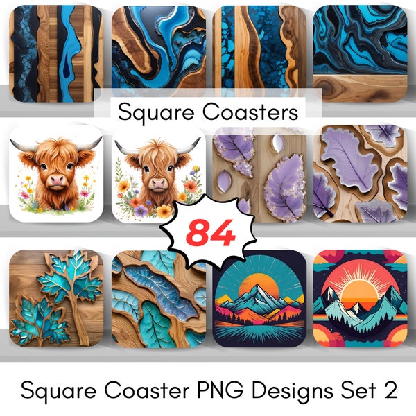 Square Coaster Designs Png - Etsy