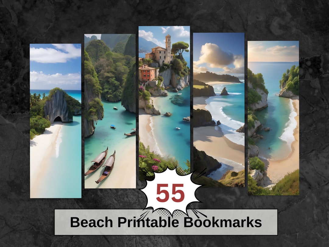 Beach Printable Bookmark Designs. Digital Bookmarks PNG Files. Instant ...