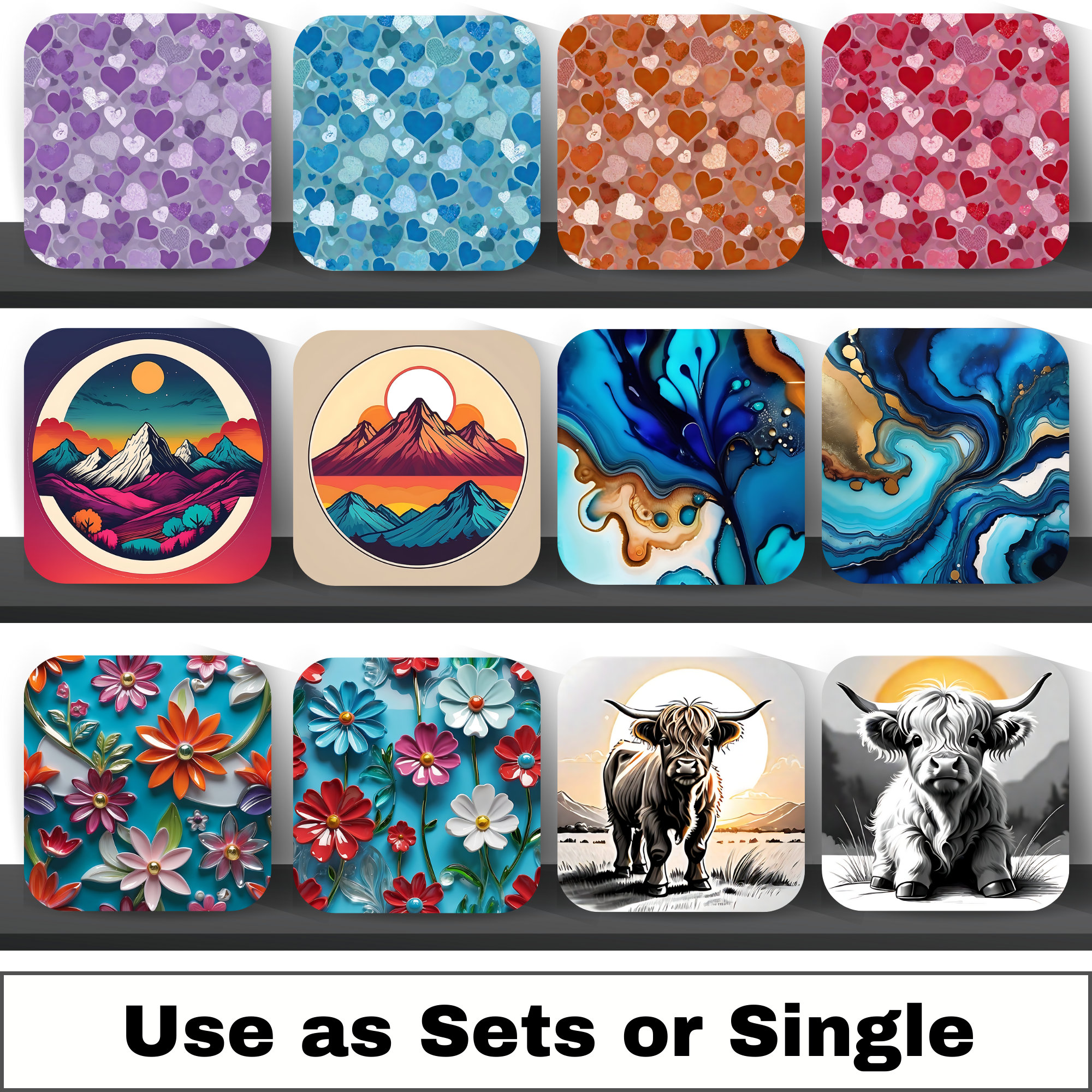 Coasters PNG Designs Sublimation Digital Files Square Coaster Wraps ...