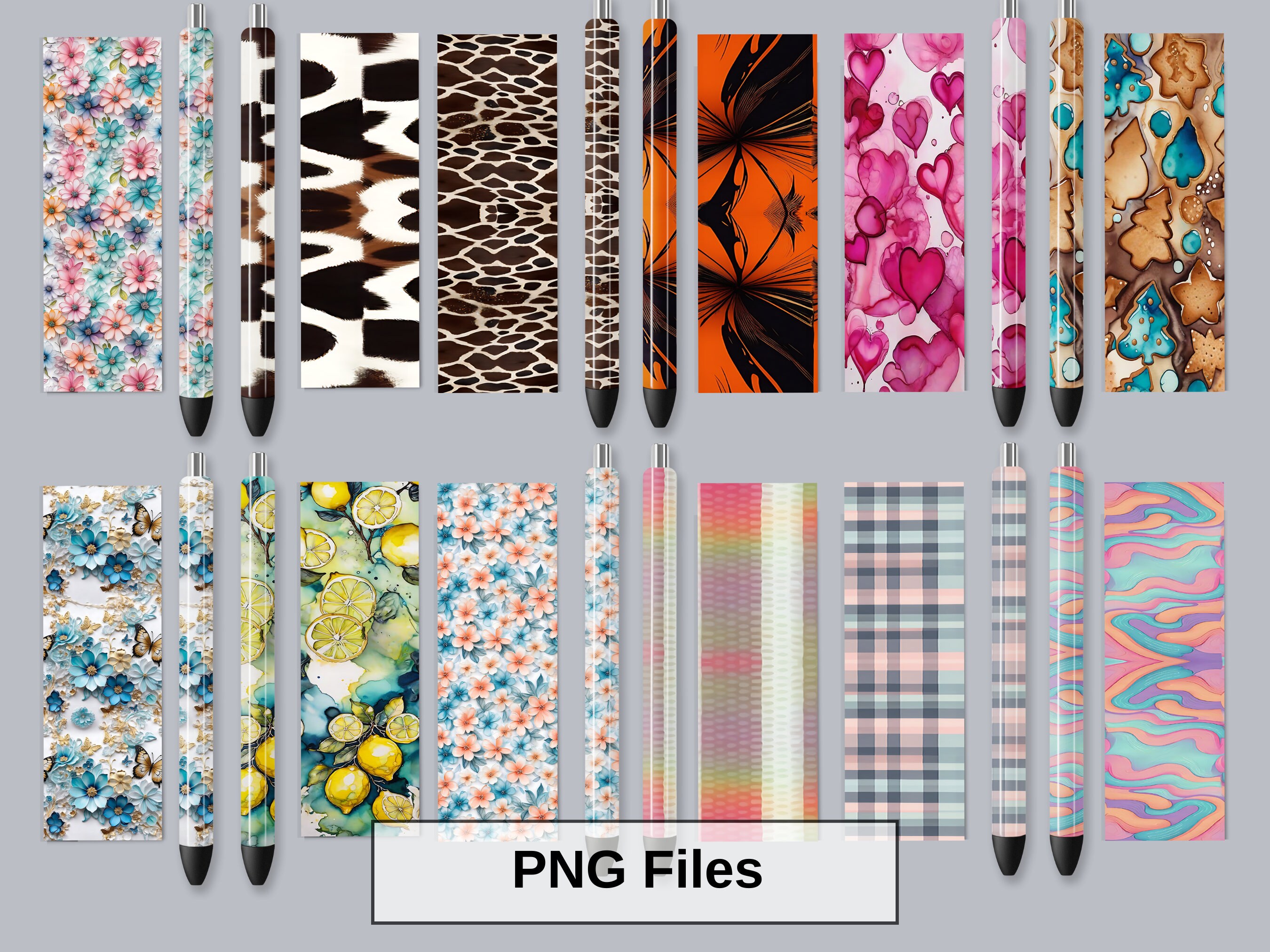 Pen Wrap Designs PNG Digital Bundle of 56 Seamless Sublimation Files ...